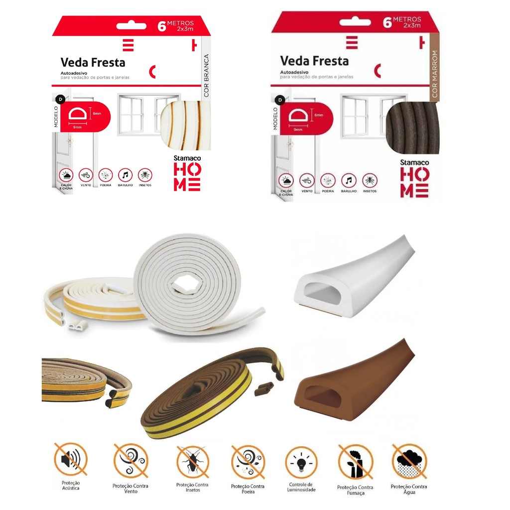 Veda Fresta Adesivo Portas Janelas Contra Insetos Barulho Poeira Anti ...