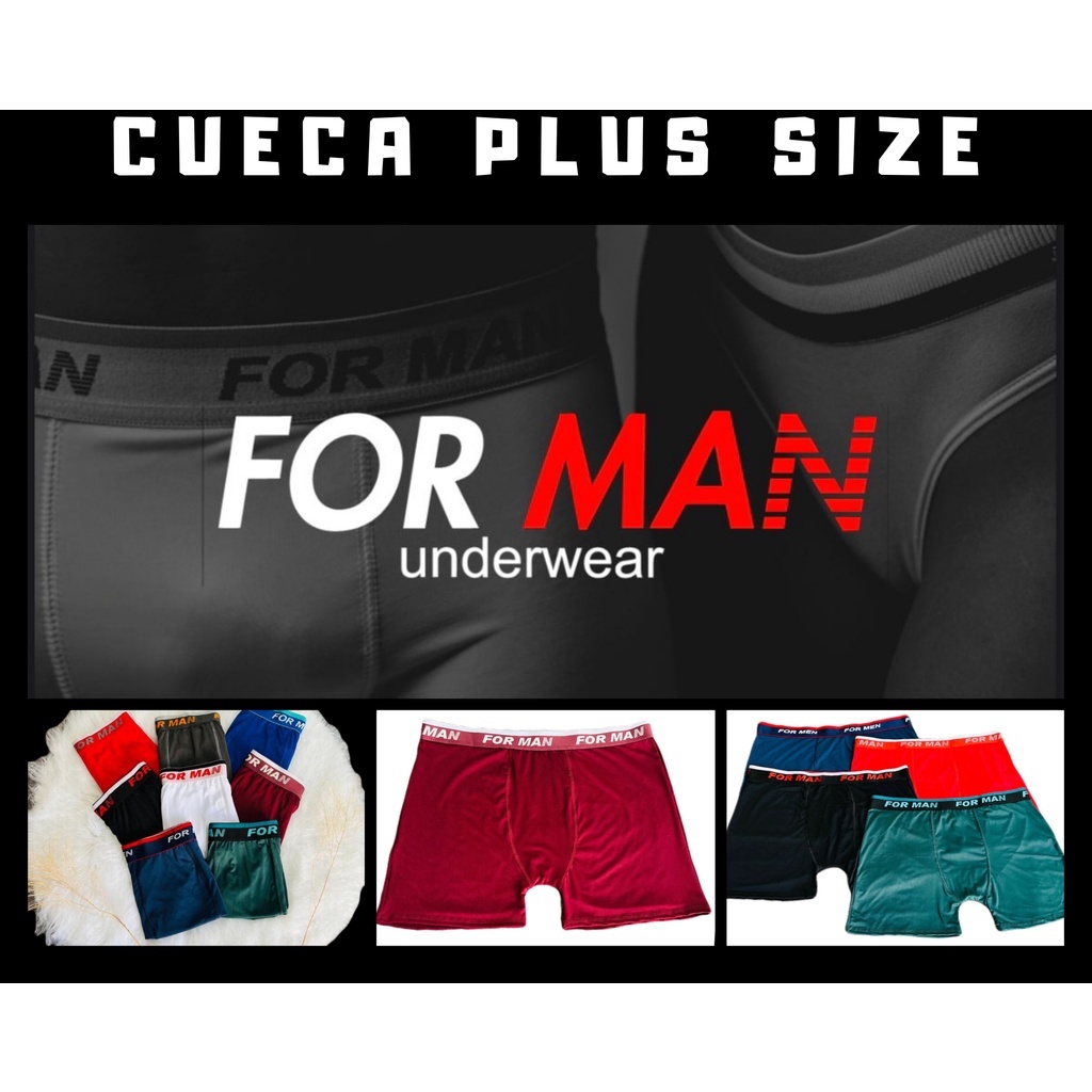Kit 3 Cuecas Box Boxer Plus Size Original For Man | Shopee Brasil