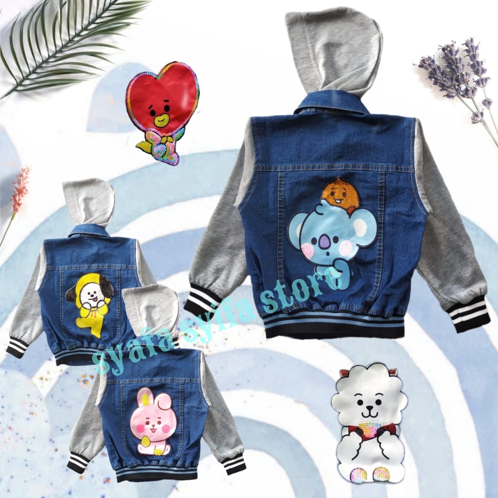 Jaqueta Combinada JEANS HOODIE BT21 LED CHIMMY KOYA TATA/Meninas/BTS ...