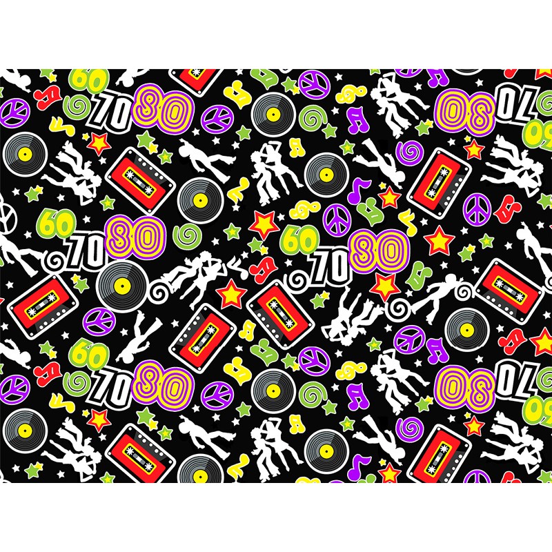 TNT Estampado Mewi Festa Retrô Anos 60, Anos 70, Anos 80 - 3 m x 1,40 m ...