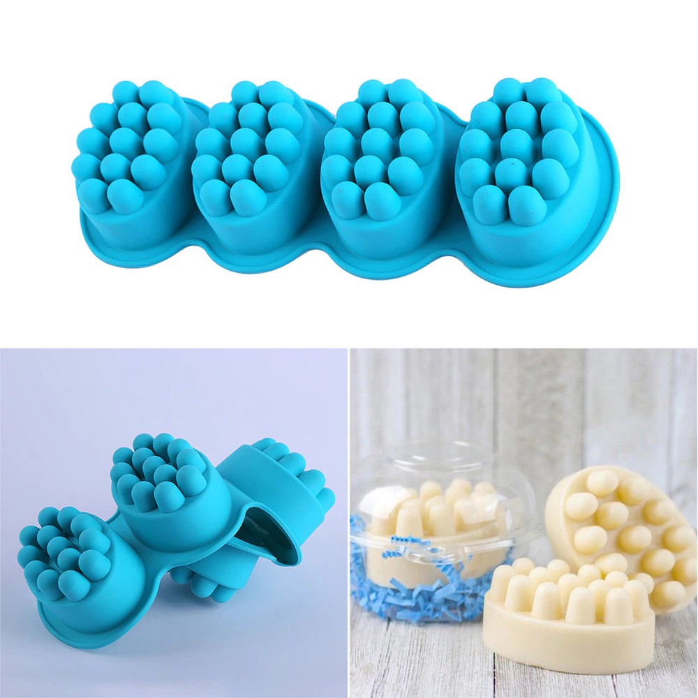Forma Molde de silicone para sabonete artesanal massageador 3 D 4 em 1 ...