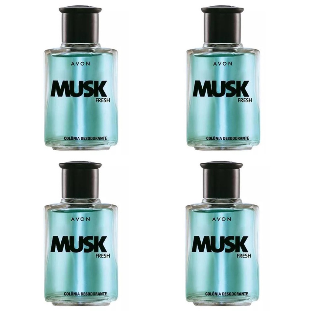 Kit 4 Colônias Musk Fresh Body Splash 90ml - Avon | Shopee Brasil