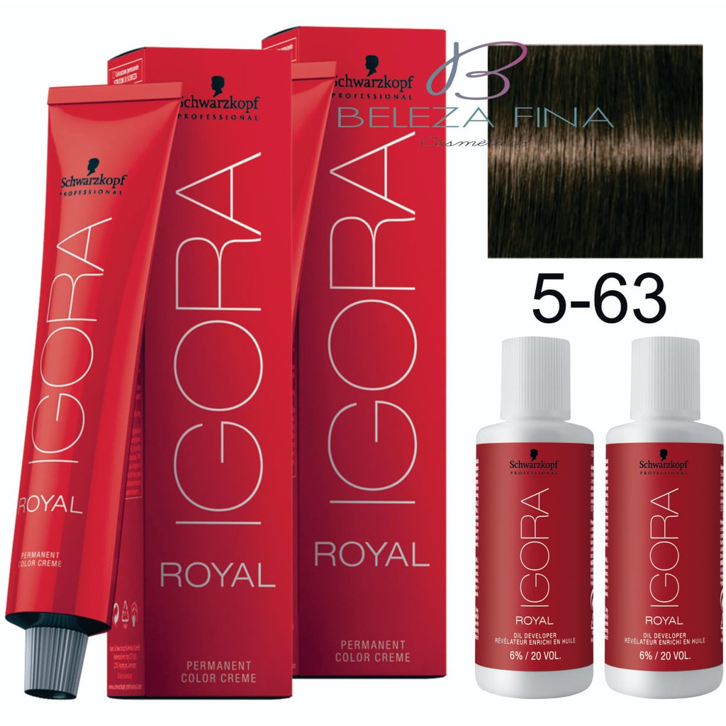 2 Ox 20 volumes 60 ml + 2 Colorações Schwarzkopf Igora Royal Tintura 5 ...