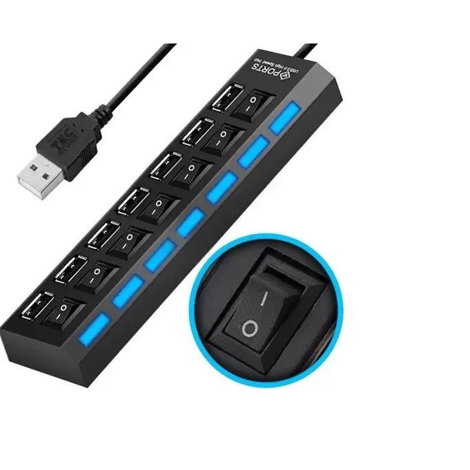 Hub De Usb 7 Portas 2.0 Hd Extensor ultra rapido Pen Drive E LED Converter Expansor Para Pc ...