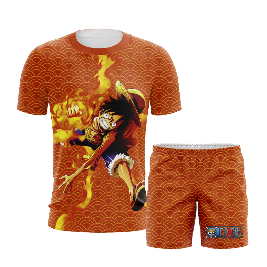Kit Anime One Piece Luffy Punho de Fogo (Camisa e Short Dry Fit ...