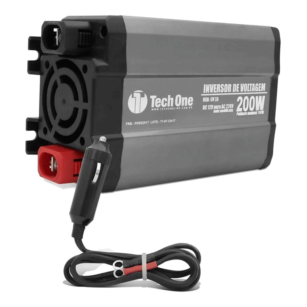 Inversor Tech One 200w 12v Para 220v Conversor Tomada Usb | Shopee Brasil