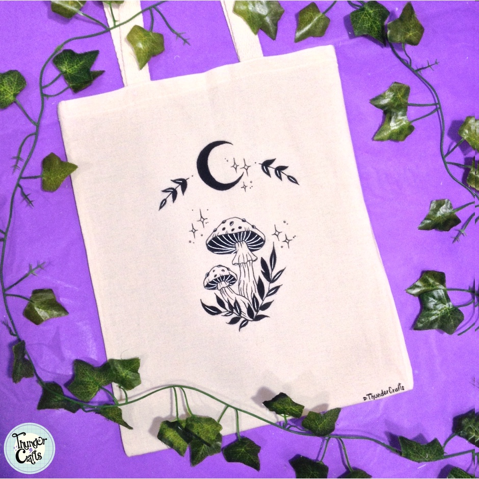 Ecobag Bolsa Ecológica - Lua & Cogumelos | Shopee Brasil