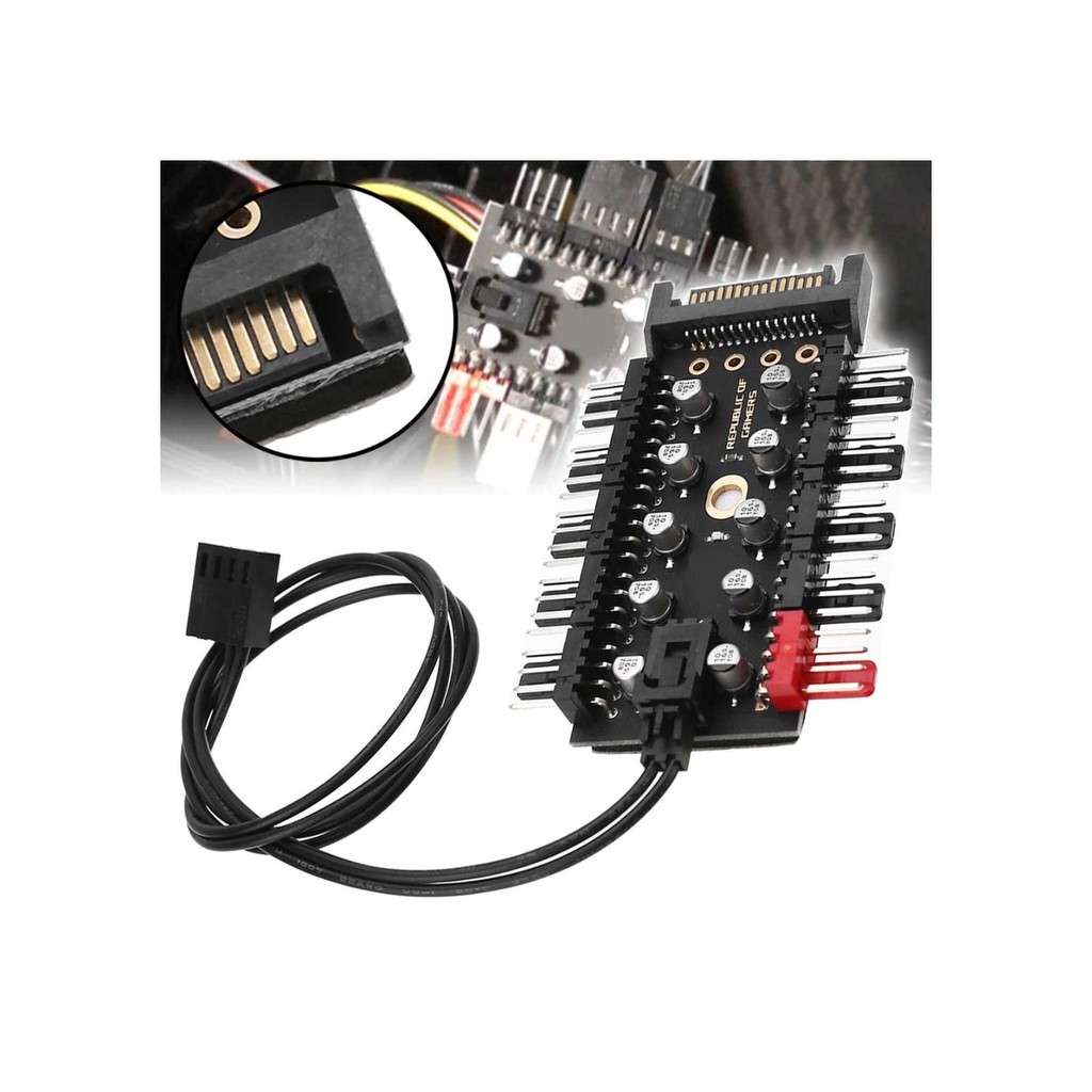 Hub Multi Fan Cooler 10x 4 Pinos Controle Pwm Cpu - Conector Sata ...