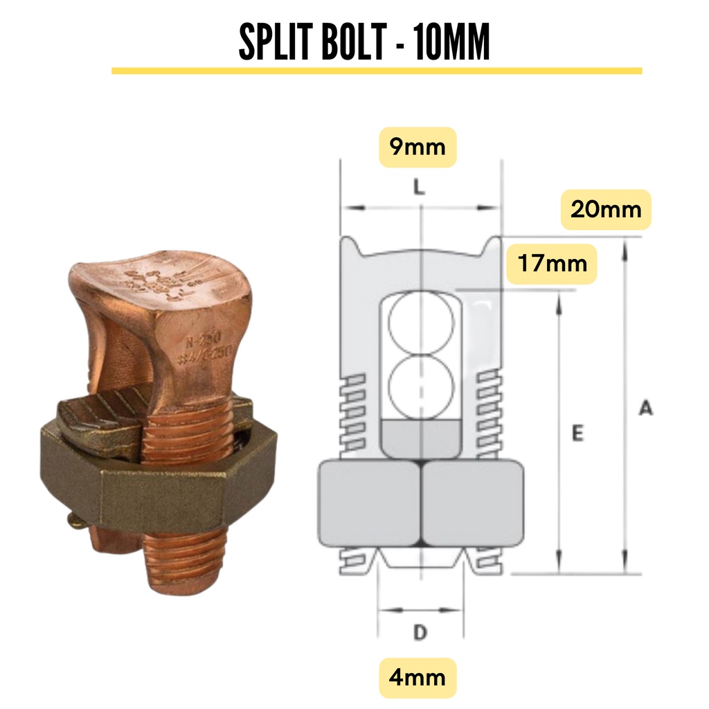 Conector Parafuso de Metal Split Bolt Para Cabos Fios 10mm a 70mm | Shopee Brasil