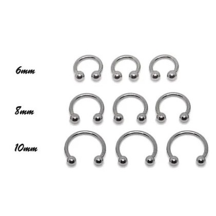 12 Piercing Septo Ferradura Anel Lábio Mamilo Sobrancelha Lobo Orellha Kit Piercing 316L 6, 8 ...