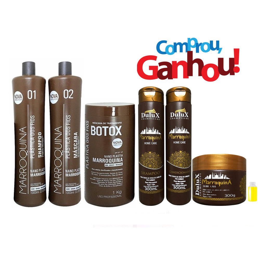 Plástica dos fios Marroquina 1L + Botox 1kg + Manutenção Marroquina ...
