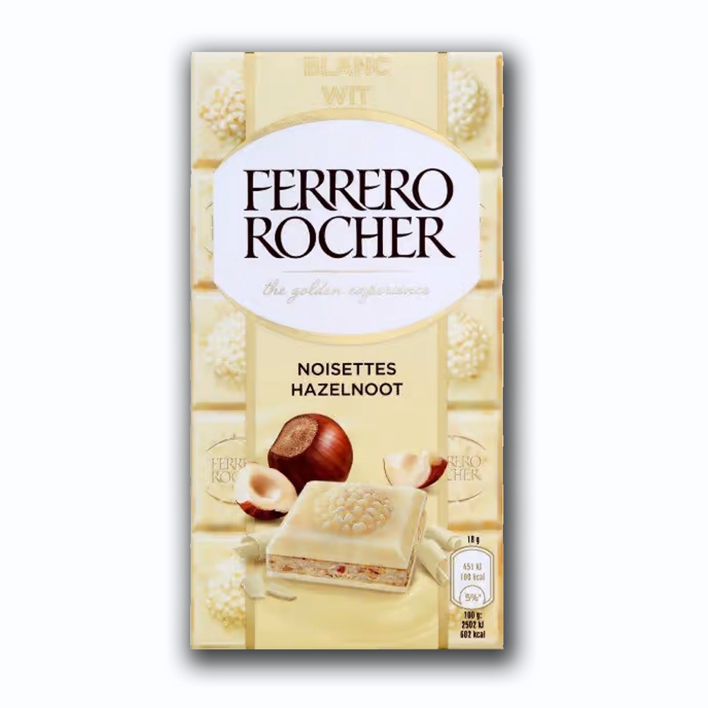 Barra de Chocolate Ferrero Rocher Branco de Avelã - Importado | Shopee ...