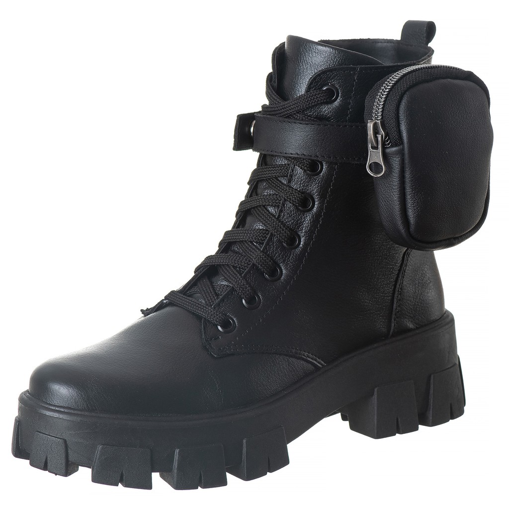 Bota Coturno Feminina Com Bolsinha Lateral Couro Legitimo Agnes Veronez ...