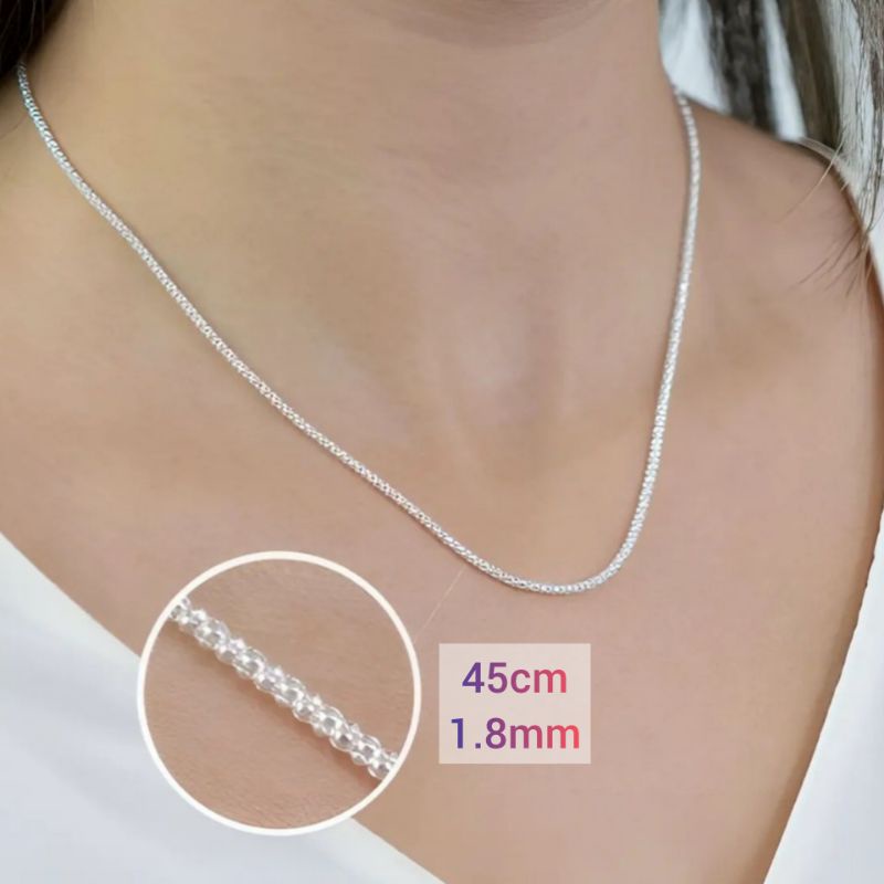 Corrente Pipoca Diamantada | Prata 925 | 40cm ou 45cm | Shopee Brasil