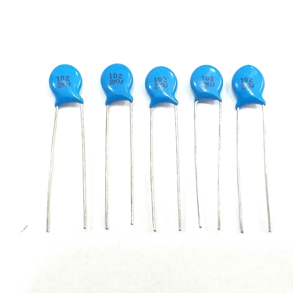 Kit Com 5 Capacitor Ceramico Disco 1nf 1000pf 102 2kv | Shopee Brasil
