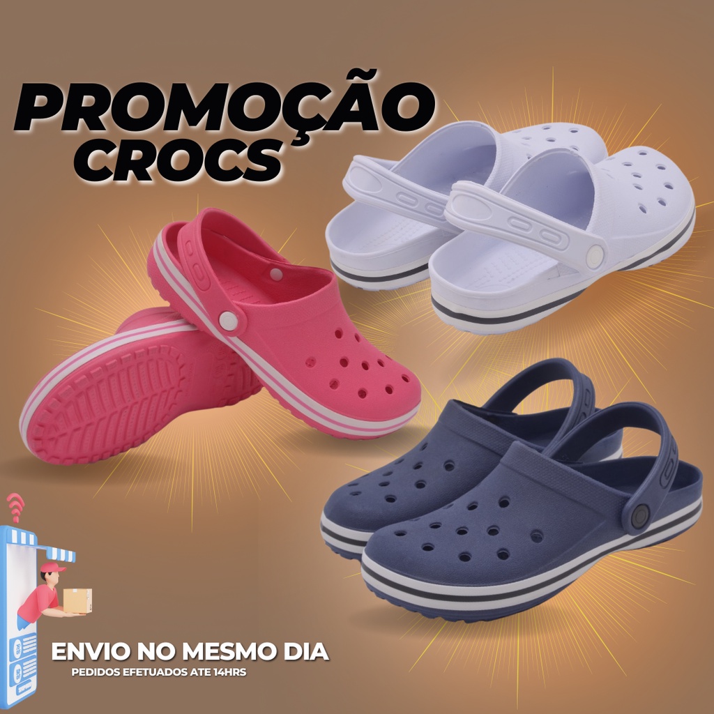 Sandalia Babuche Crocs Adulto Feminino e Masculino Várias Cores Com ...