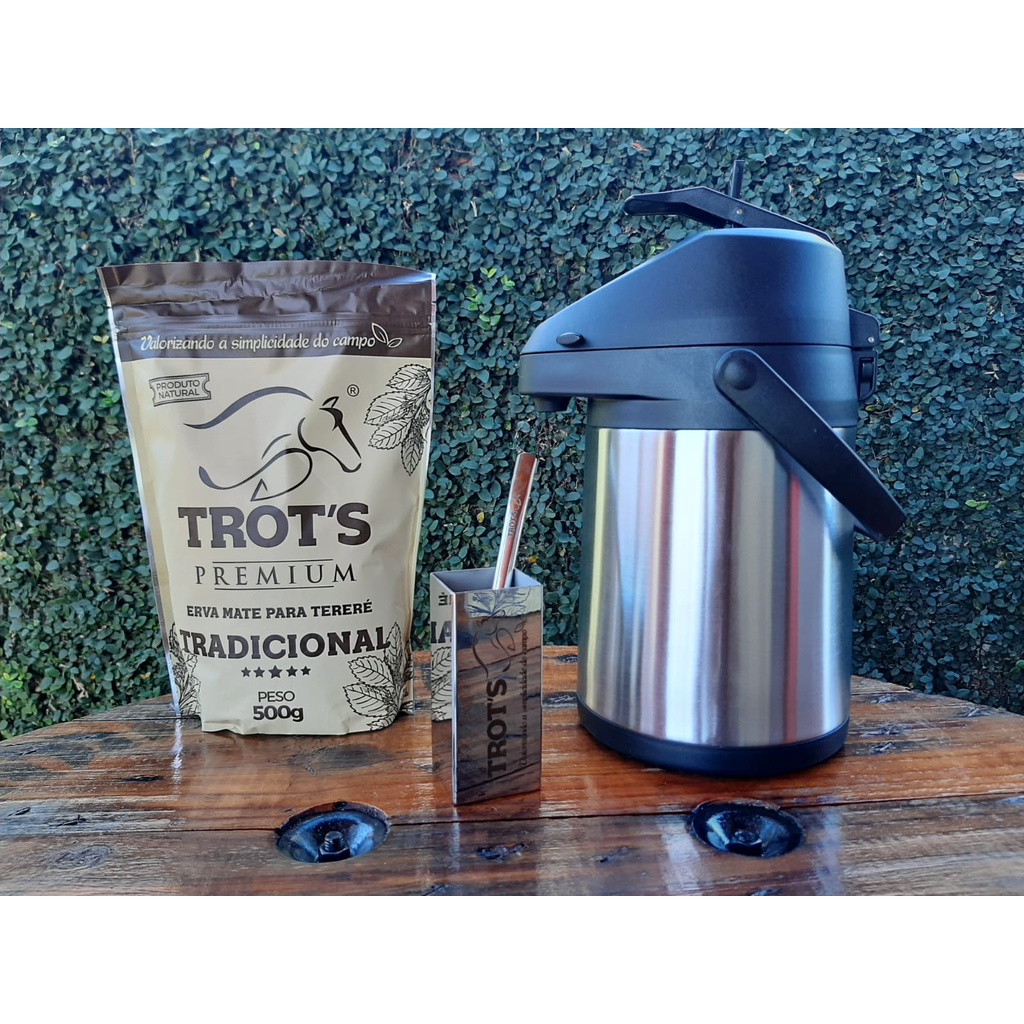 Kit Terere Trots garrafa inox 2,5L + copo inox + bomba + erva 500g ...
