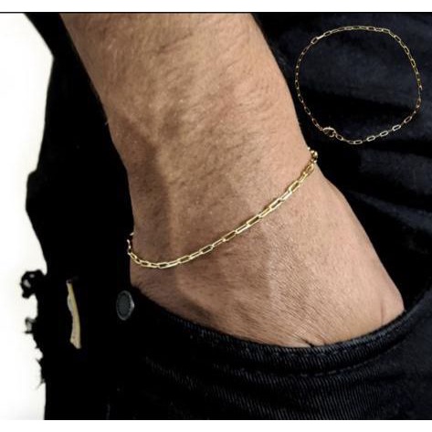 Pulseira Masculina Fina Banhada A Ouro 18k | Shopee Brasil