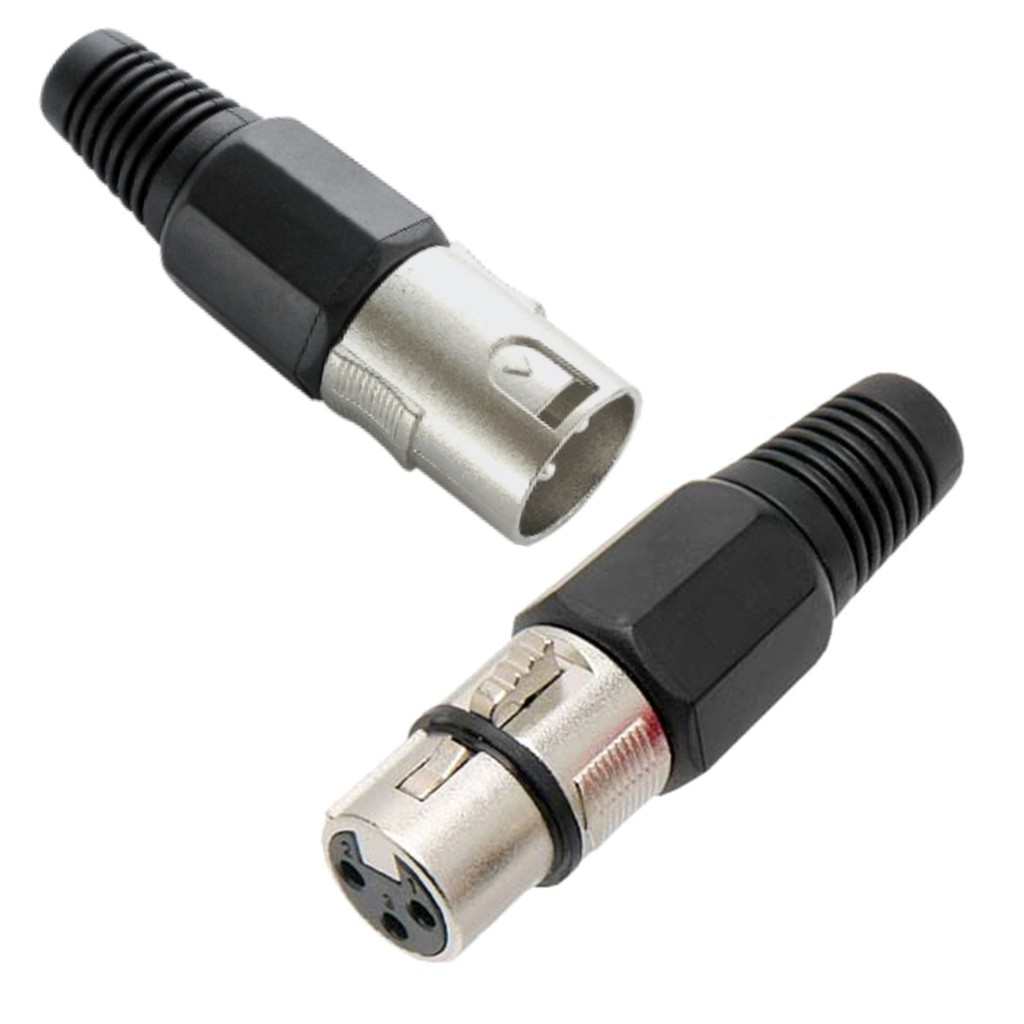 Conector Plug Canon Femea XLR Corpo Preto + Canon Macho XLR Corpo Preto ...