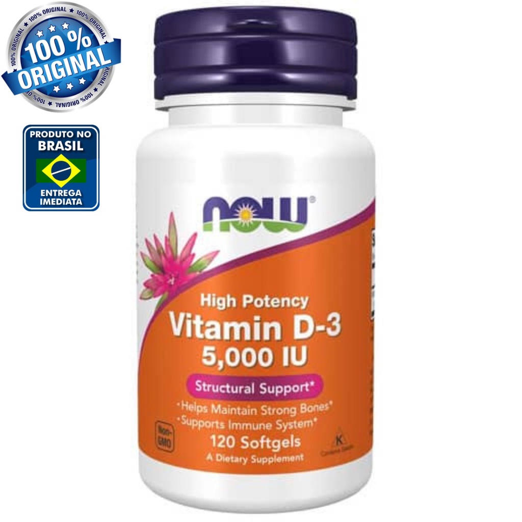 Suplemento Cápsulas Now Foods Vitamina D3 5000 Pote 120 Un | Shopee Brasil