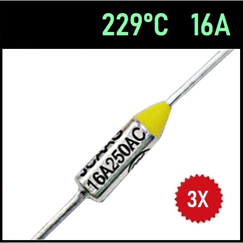 3 Fusível Térmico 16A TF229°C 229C 229°C 229 Graus 250V | Shopee Brasil