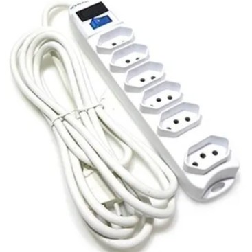 Extensão elétrica 5 Metros 6 Tomadas Compacta Filtro de Linha SL7606 5M | Shopee Brasil