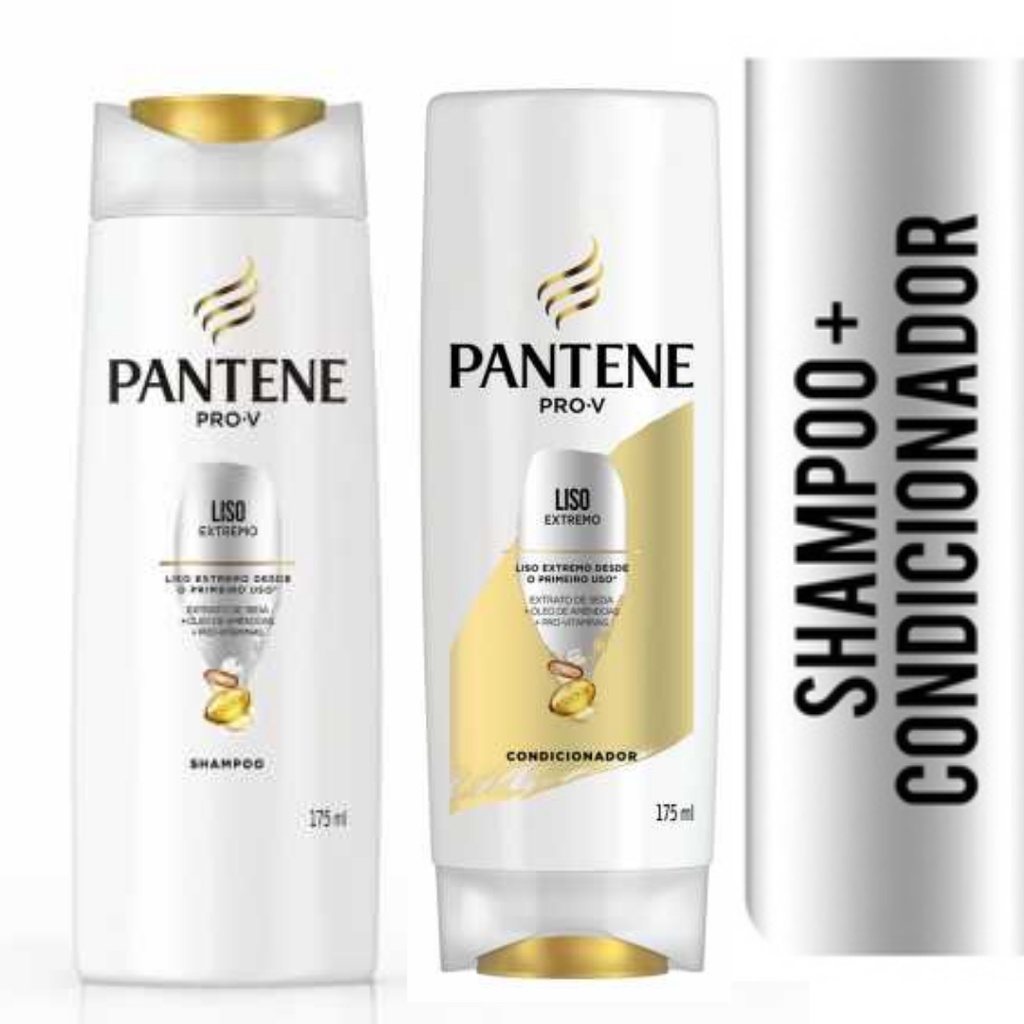Kit Liso Extremo Pantene Shampoo Liso + Condicionador Liso 175 ml | Shopee Brasil