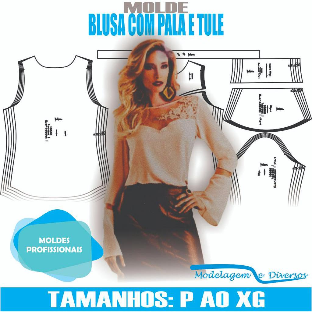 MOLDE BLUSA PALA E TULE, MODELAGEM&DIVERSOS, P-XG, CORREIOS | Shopee Brasil
