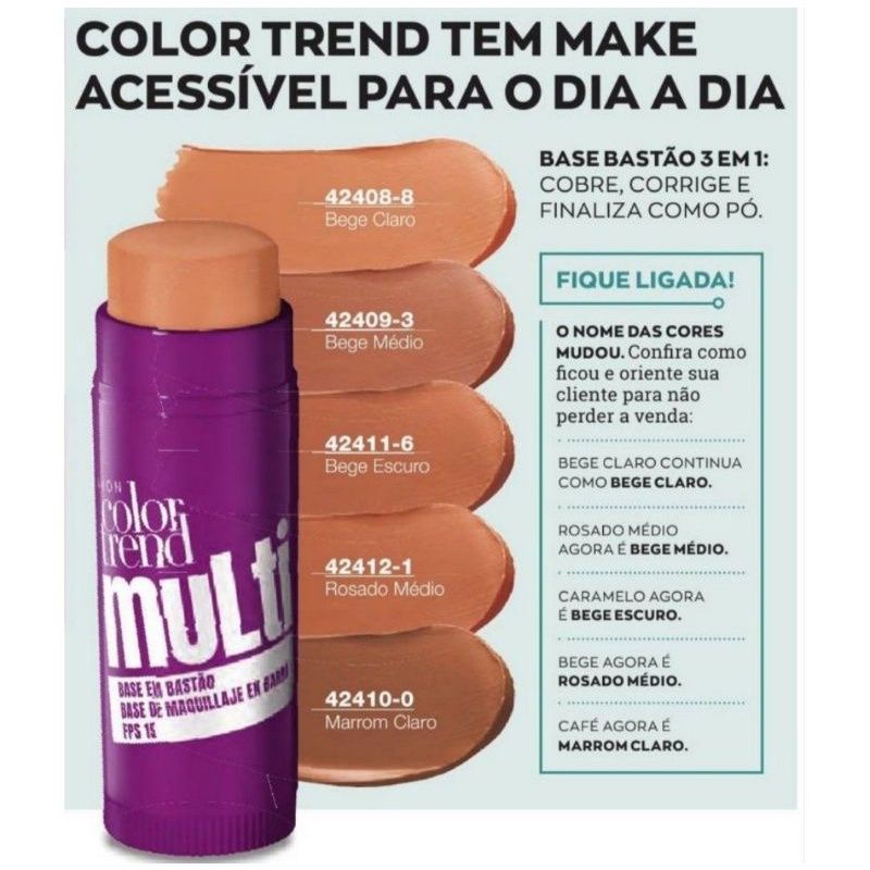 AVON COLOR TREND MULTI BASE EM BASTÃO 3 EM 1 FPS15 CORES 300F E 220NQ ...