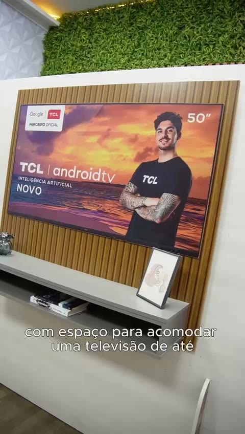 Painel Cissa Tv Até 50" Nicho Decorativo Prateleira Inferior Suspenso ...