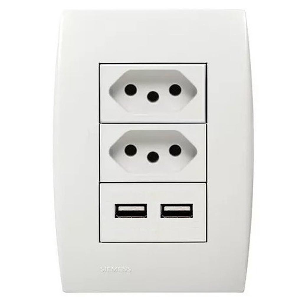 Modulo Tomada USB de Parede Completa Com 2 USB S19 | Shopee Brasil