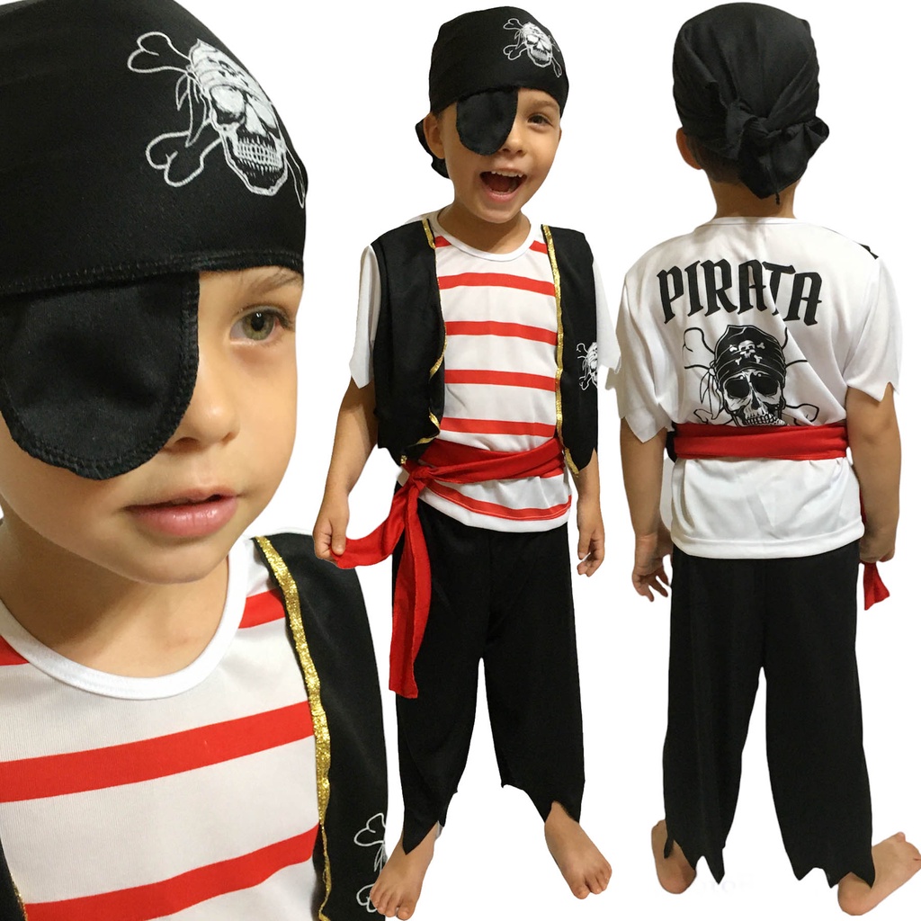 Fantasia Pirata Menino Infantil Criança Carnaval Roupa Festa | Shopee ...