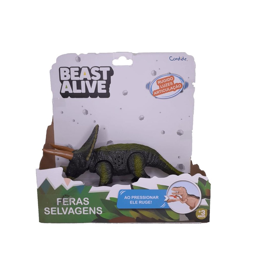 Boneco Triceratops Feras Selvagens Beast Alive Candide | Shopee Brasil