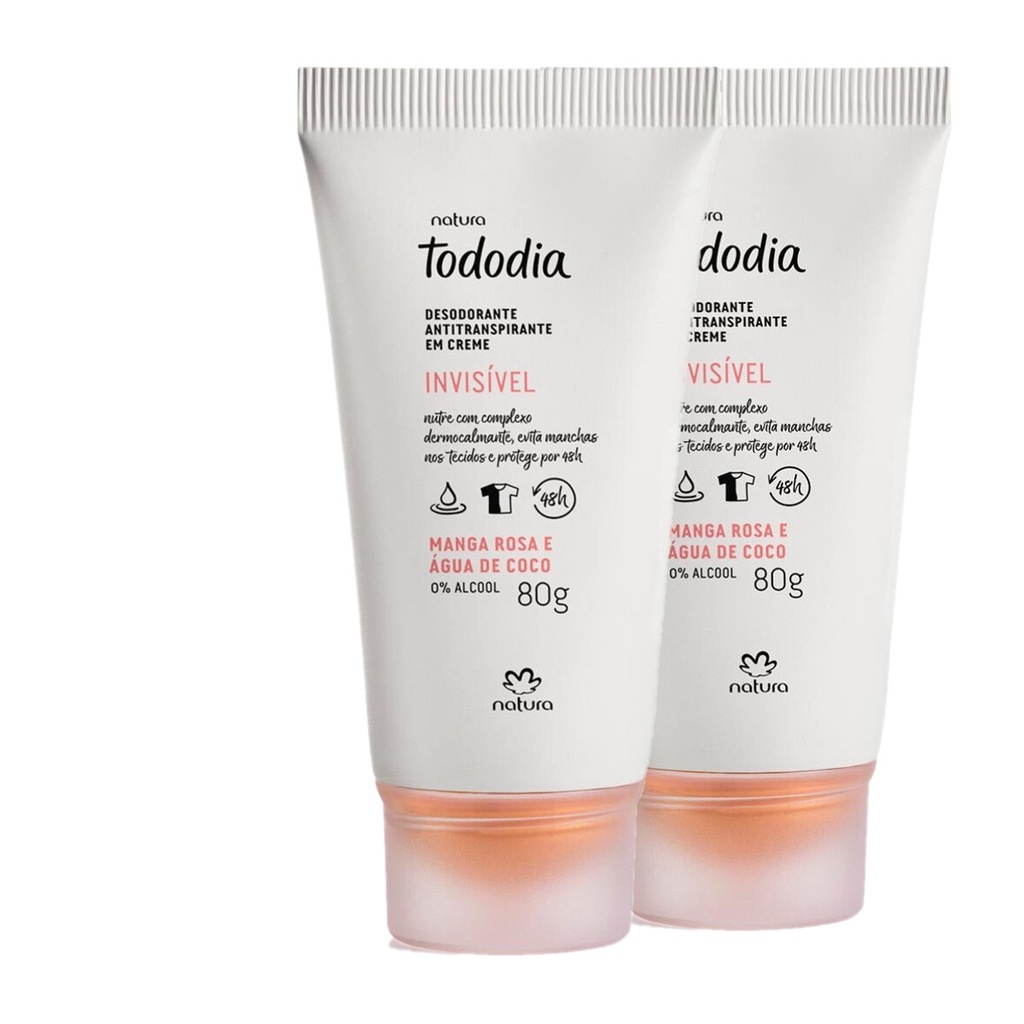 Kit Com 2x Desodorante Creme Antitranspirante Manga Rosa E Água De Coco Tododia Natura - 80g ...