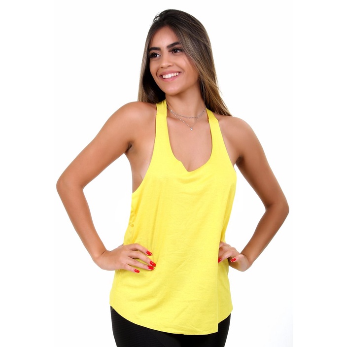 Regata Lisa Cavada com Elástico nas Costa | Shopee Brasil