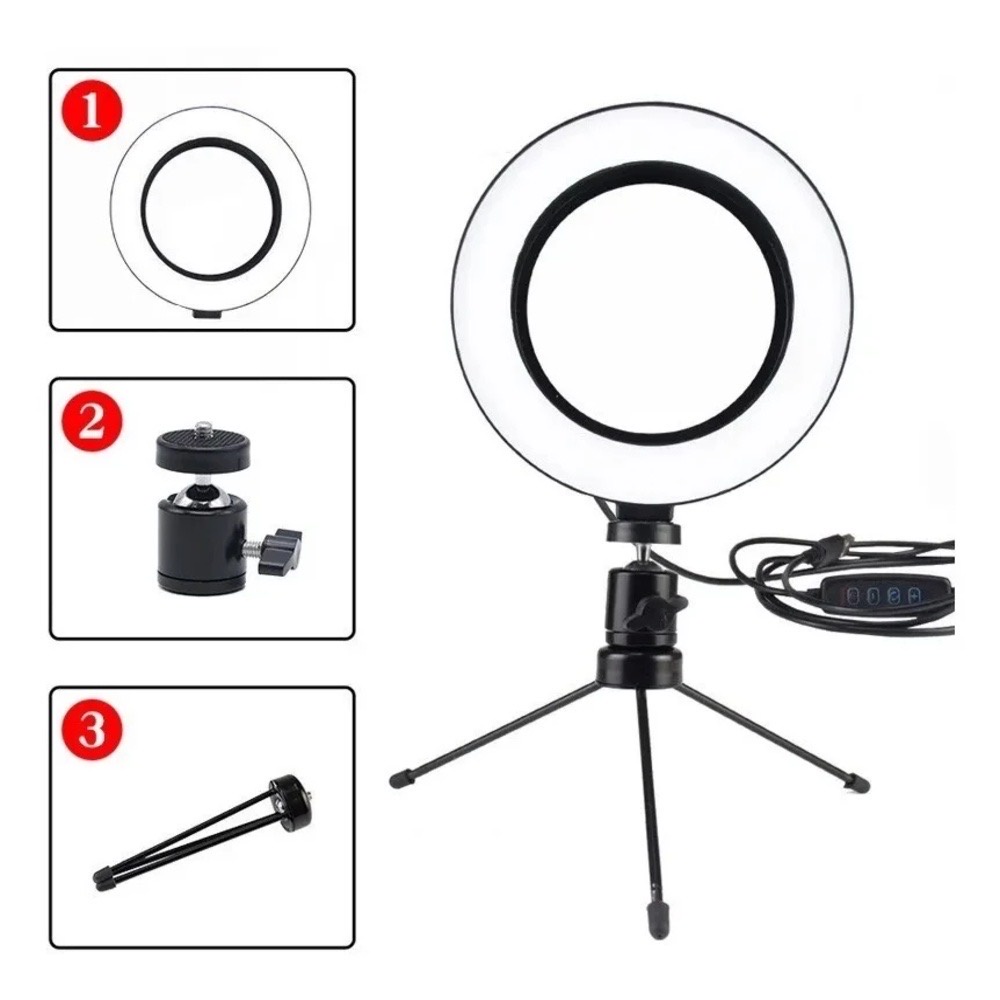 Iluminador Ring Light com Tripe Profissional 20 cm | Shopee Brasil