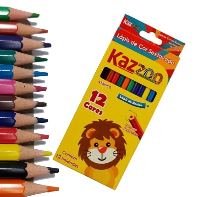 Lapis de Cor 12 Cores Sextavado KZ2602 | Shopee Brasil