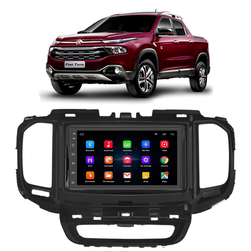 Kit Central Multimidia Android Fiat Toro 2016 2017 2018 2019 2020 2021 2022 2023 7 Polegadas GPS ...