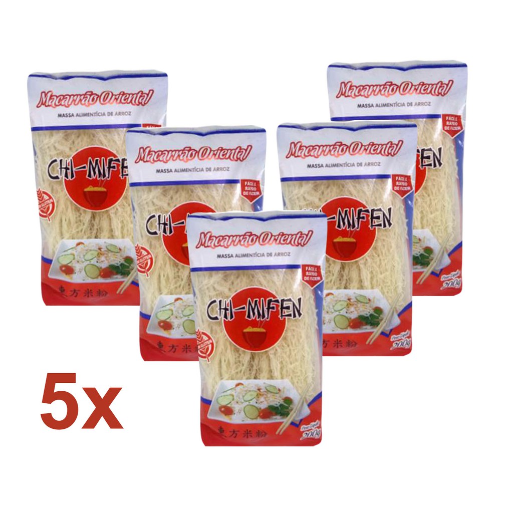 5 Macarrão de Arroz Tipo Bifum Oriental Chi Mifen Japonês 200g - Three ...