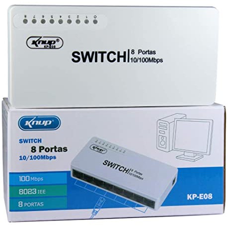 Switch 8 Portas Kp-e08 Knup 10/100mbps Hub Rede Lan Ethernet Bivolt ...