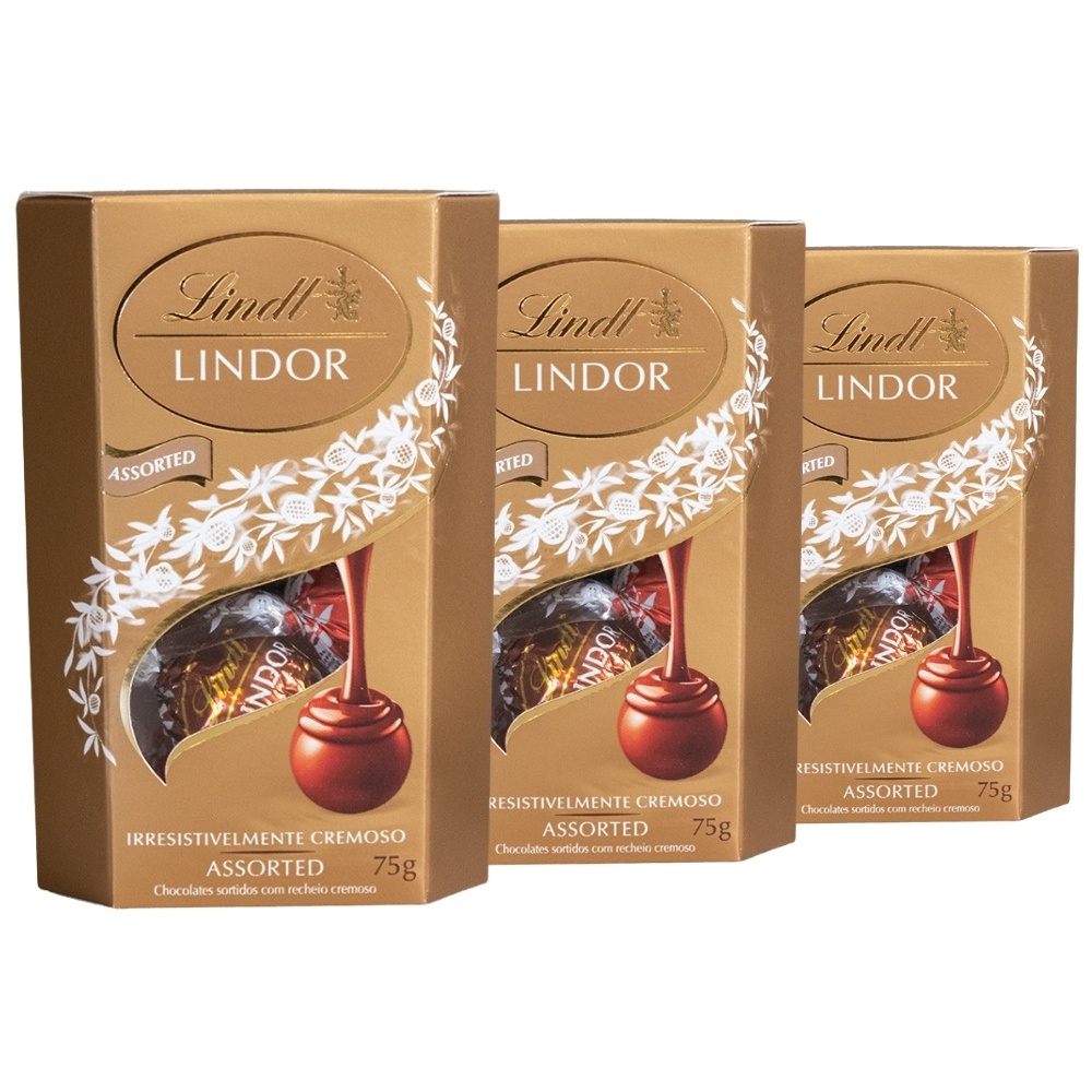 Bombom de Chocolate Suico Lindt Lindor Sortido, 3 Caixas 75G | Shopee ...