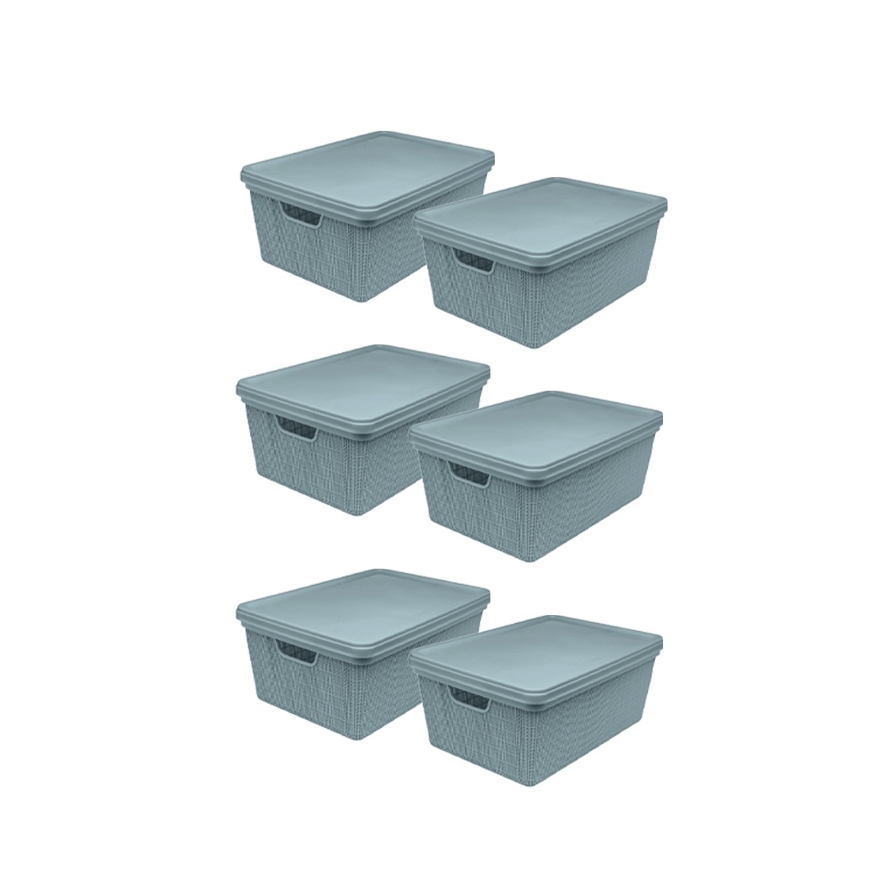 Conjunto Caixa Organizadora com Tampa Juta com 6 Peças Pequena 15x20x8 ...