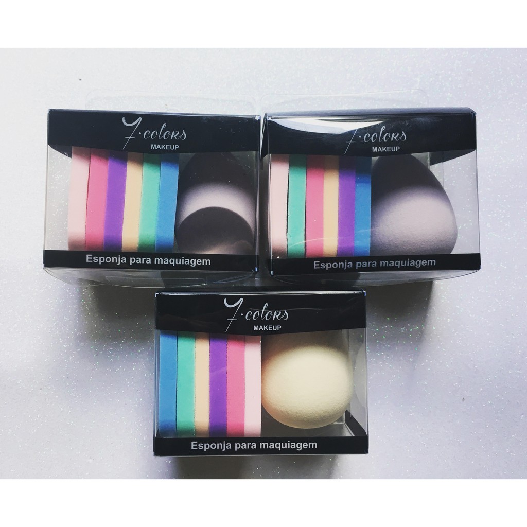 Kit Esponja para maquiagem 7 Colors 7 peças | Shopee Brasil