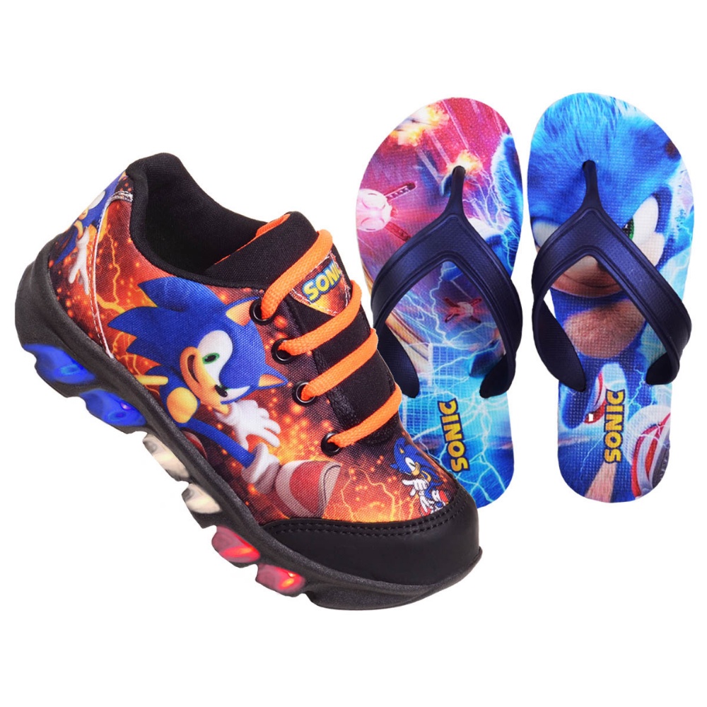 Kit Tenis Masculino Infantil De Led Meninos SONIC LARANJA Novo ...