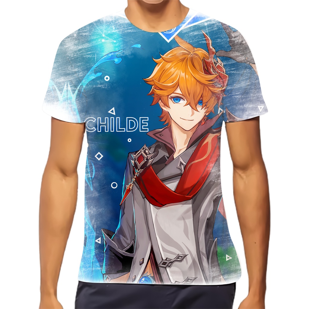 Camisa Camiseta Genshin Impact Childe Hydro Video Game 01 | Shopee Brasil