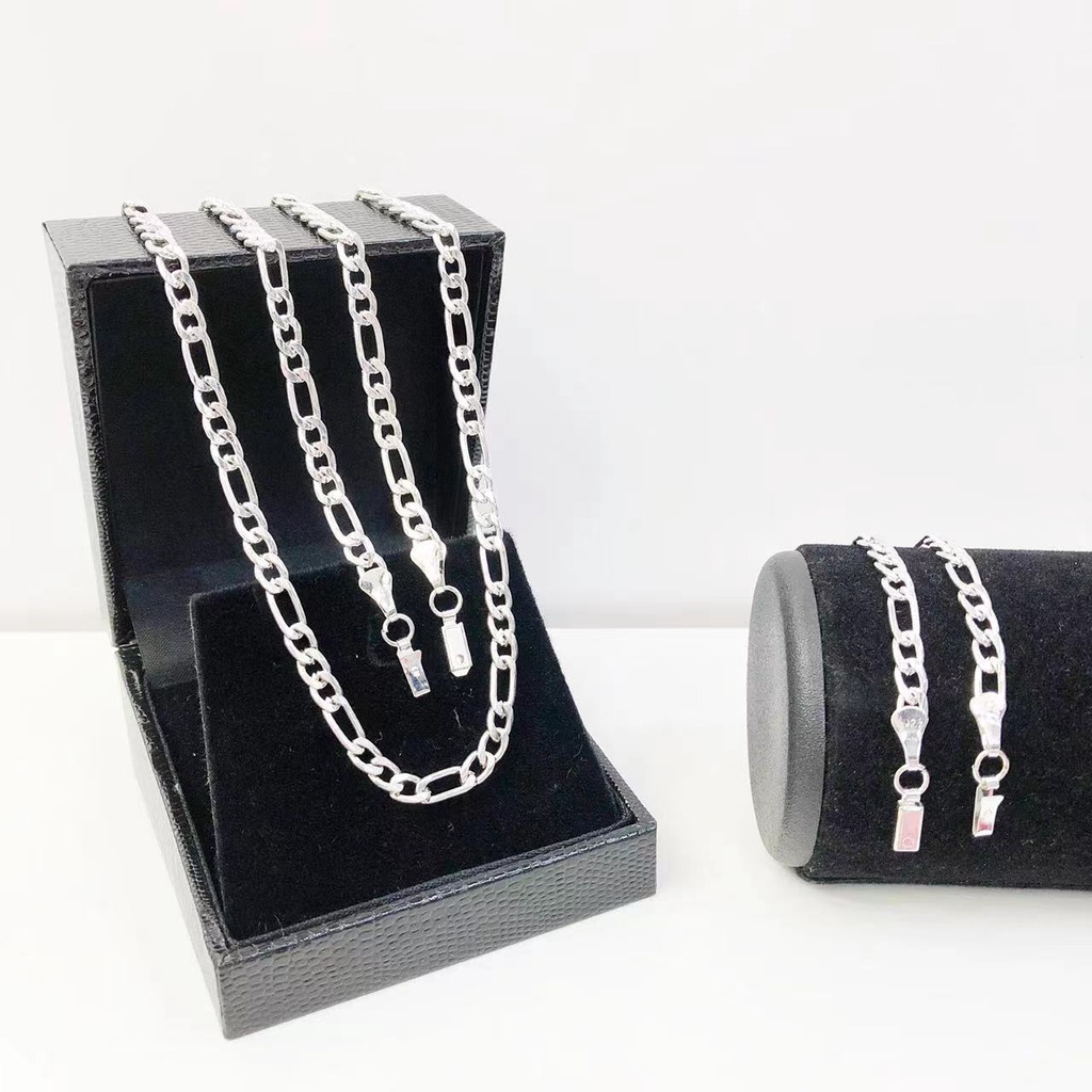 Conjunto Corrente É Pulseira 2 modelos 3x1 é 1x1 Banhada A Prata 925 top 60cm 4mm Masculino ...