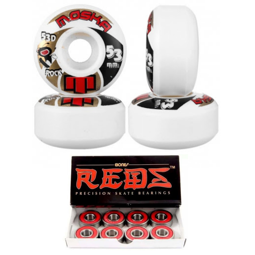 Roda Skate Street Moska 53mm 101a Branca + Rolamento Red Bones Original ...