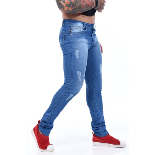Calça Jeans Masculina Skinny Slim Com Lycra A Pronta Entrega Super
