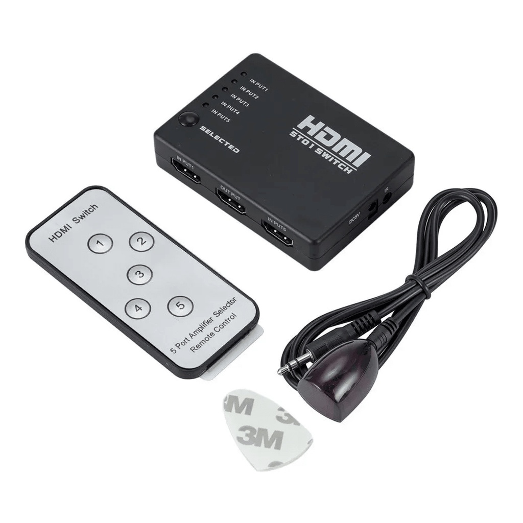Mini Hub Switch HDMI 5 Portas 3D Full HD com Controle Remoto Knup - KP ...