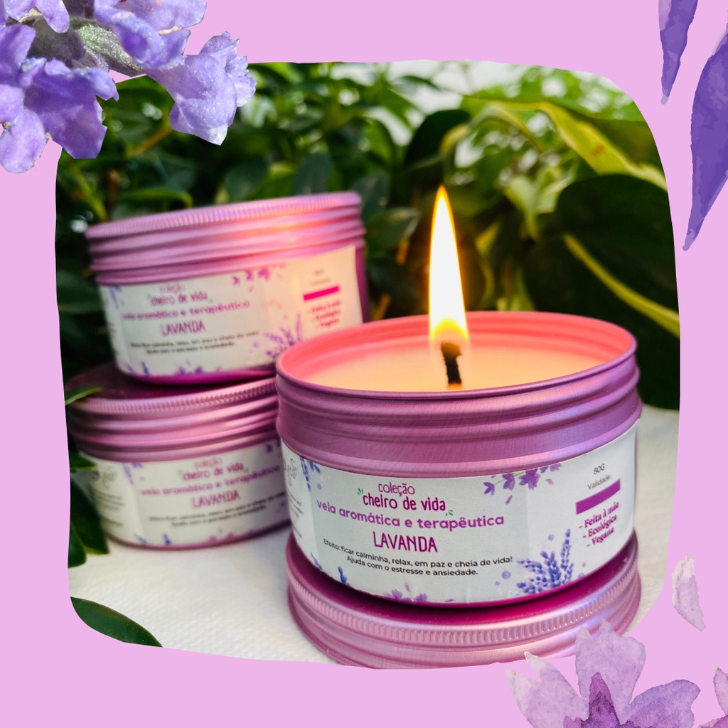 Vela Relax de lavanda | terapêutica, vegana e eco | Shopee Brasil